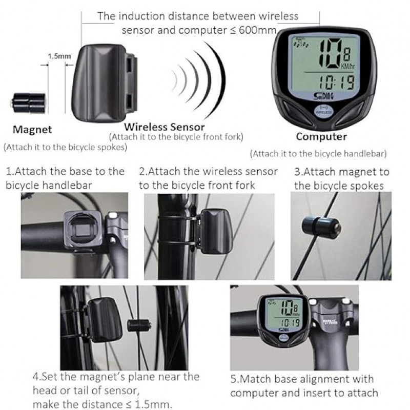 12V Sunding Multi-function Digital Wireless Cycling Waterproof Bike ...