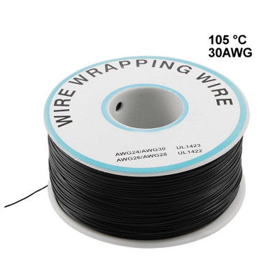 230m P/N B-30-1000 Insulated PVC Coated 30AWG Wire Wrapping Wire-Black ...