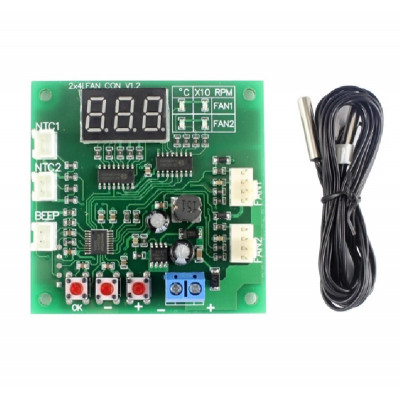 2CH 4 Wire LED Digital PWM Motor Speed Controller Fan Temperature ...