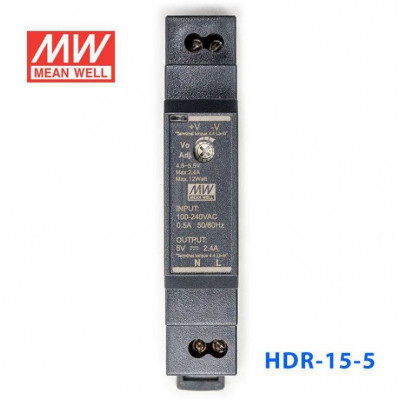 HDR-15-5 Mean well SMPS - 5V 2.4A 12W Din Rail Metal Power Supply buy ...