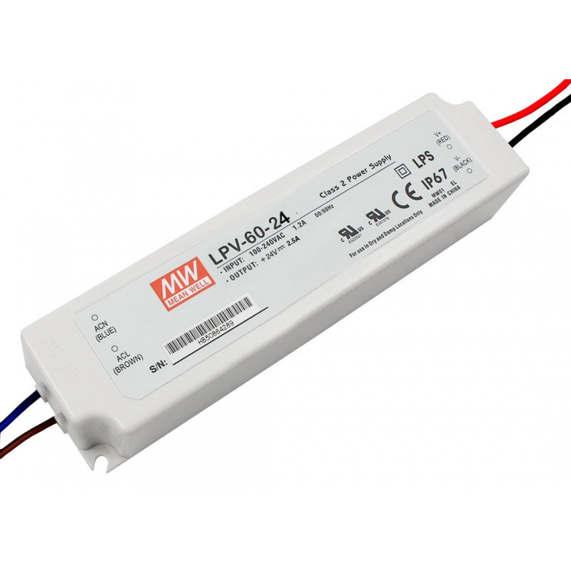 LPV-60-24 Mean Well SMPS 24V 2.5A 60W Waterproof Led Power Supply buy ... LPV-60-24 Mean Well SMPS 24V 2.5A 60W Waterproof Led Power Supply buy ...
