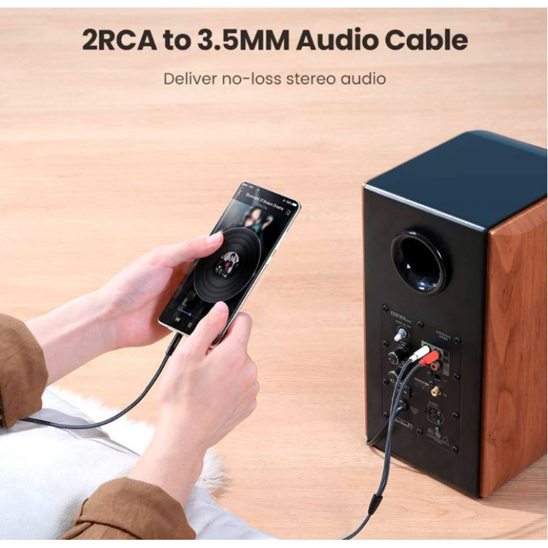 MX EP Stereo Male Plug 3.5mm To 2 RCA Male Plug Cord 1.5 Meter Slim Type Gold Plated (MX-4067 ...