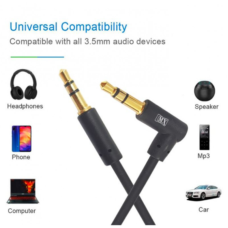 MX EP Stereo Male Plug 3.5mm To EP Stereo Male Plug 3.5mm Right Angle ...