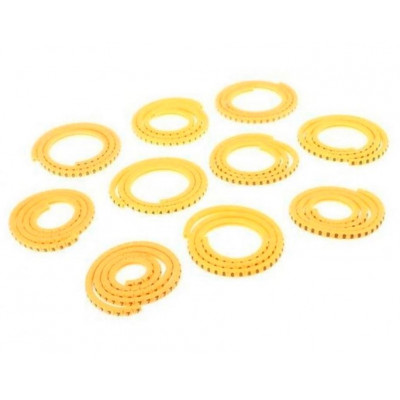 Self Locking Yellow Flexible Cable Marker PVC Ferrules (Numbered 0 to 9 ...
