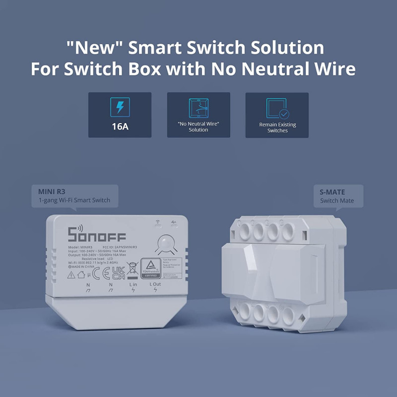 Sonoff mini R3 16A Wifi Bluetooth Smart Switch Work with Alexa Google ...