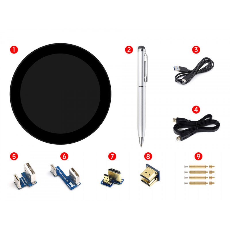 Waveshare 3.4inch HDMI Round Touch Display, 800 800, IPS, 10-Point Touch, Round LCD, Optical ...