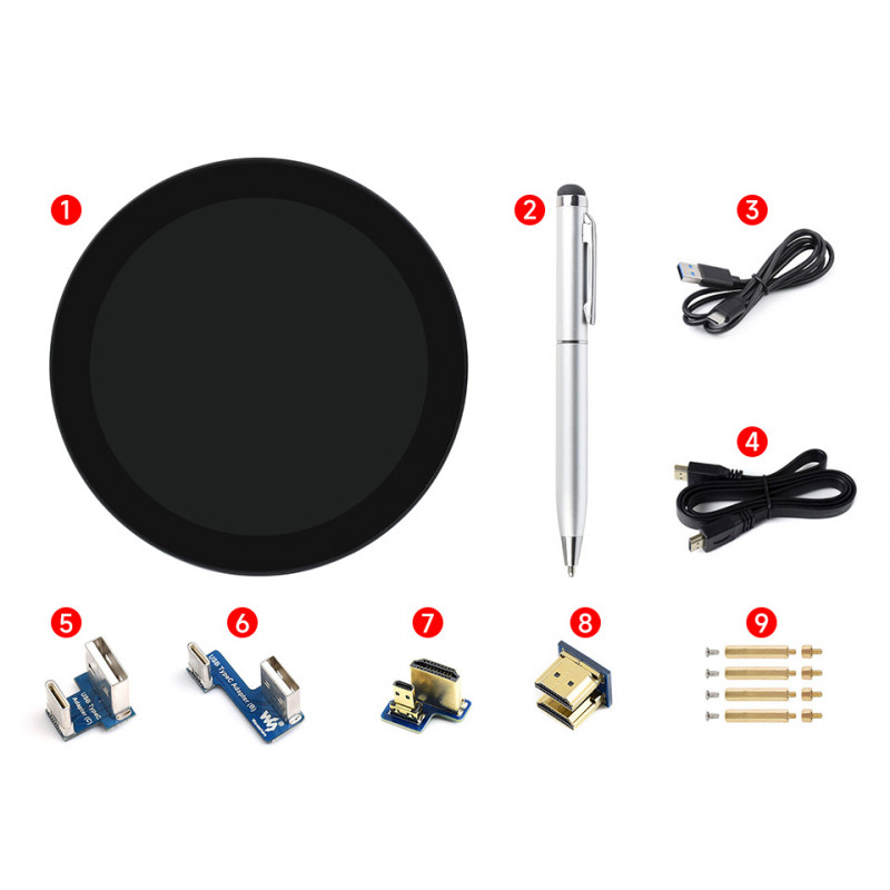 Waveshare 4inch HDMI Round Touch Display, 720 720, IPS, 10-Point Touch, Round LCD, Optical ...