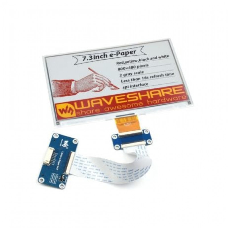 Waveshare 7.3inch e-Paper HAT (G), 800 Ã 480, Red/Yellow/Black/White ...