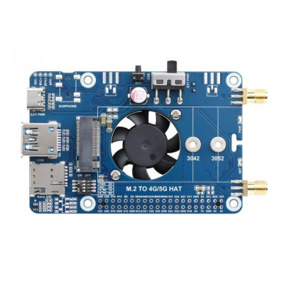 Waveshare EM06-E LTE Cat-6 HAT for Raspberry Pi, Dual Antennas LTE-A ...