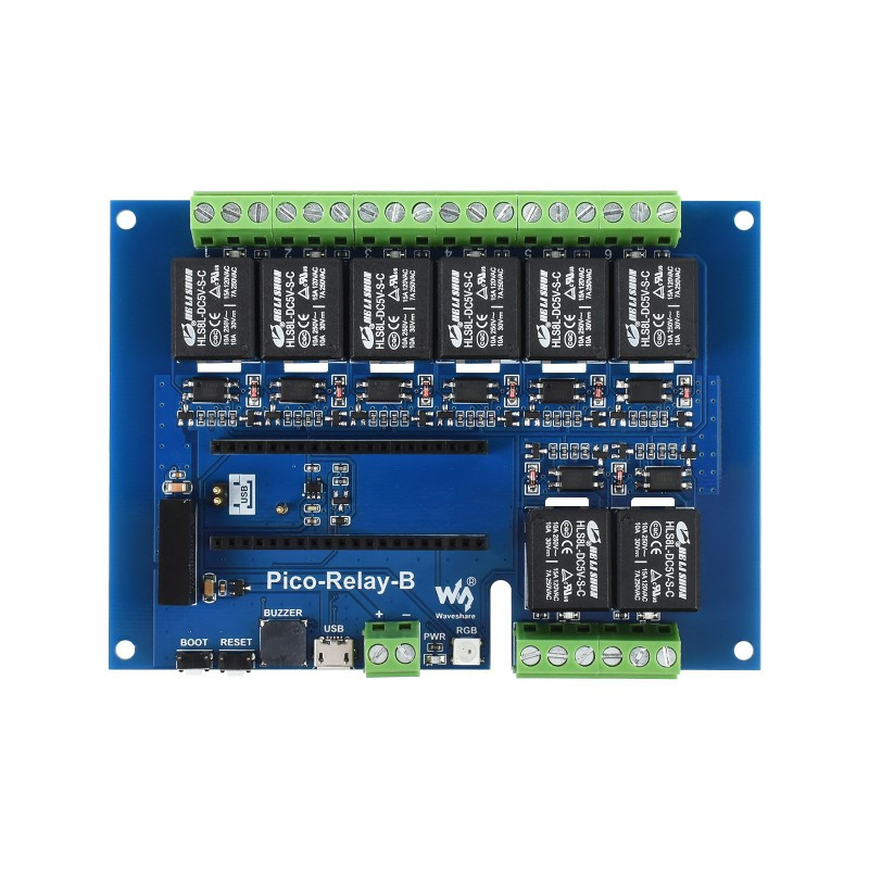 Waveshare Industrial 8-Channel Relay Module for Raspberry Pi Pico ...