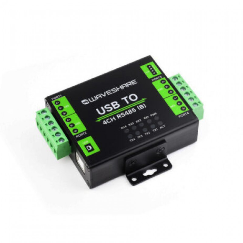 Waveshare Industrial Isolated USB To 4-Ch RS485 Converter (B), CH344L Chip, Multi Protection ...