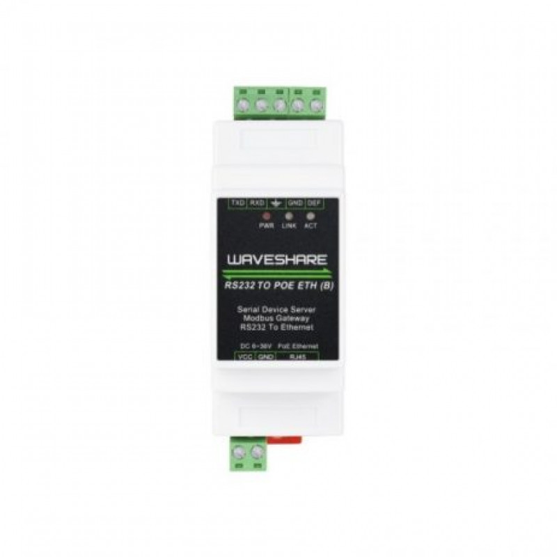 Waveshare Industrial serial server, RS232 to RJ45 Ethernet, TCP/IP to serial, rail-mount support ...
