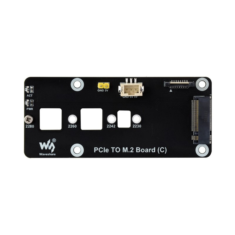 Waveshare PCIe To M.2 Adapter Board (C) for Raspberry Pi 5, Supports NVMe Protocol M.2 Solid ...