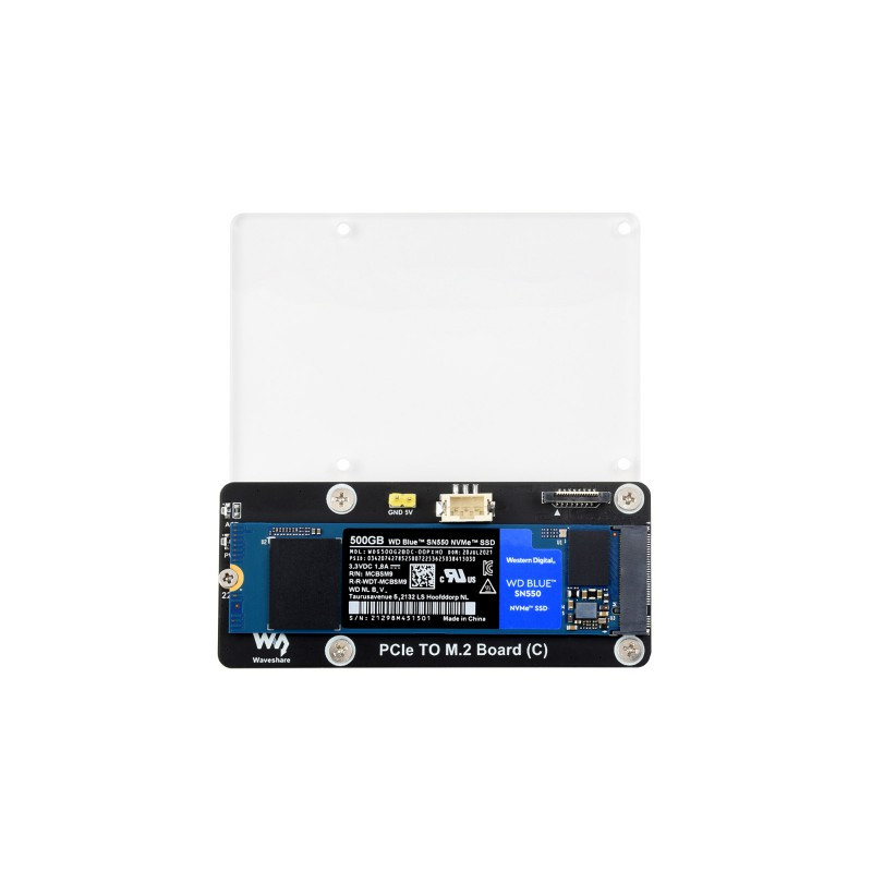 Waveshare PCIe To M.2 Adapter Board (C) for Raspberry Pi 5, Supports NVMe Protocol M.2 Solid ...
