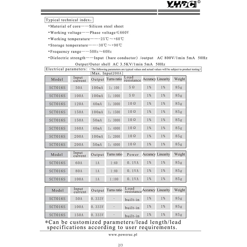 Yhdc Sct016s 200a 100ma Split Core Current Transformer Buy Online At